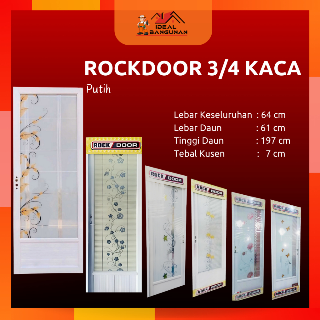 Jual [READY] PINTU ALUMINIUM ROCK DOOR KACA 3/4 PUTIH DAN COKLAT | FREE ...