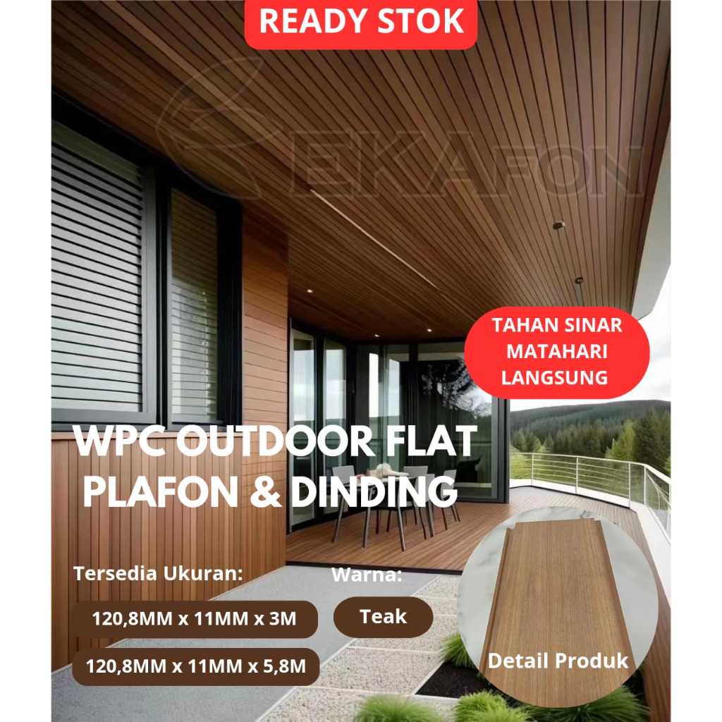 Jual READY WPC CEILLING//CLADDING OUTDOOR PLAFON FLAT & DINDING PREMIUM ...