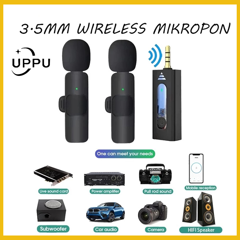 Jual UPPU 3.5MM Mikrofon Nirkabel Lavalier Mic Portabel Audio Video ...