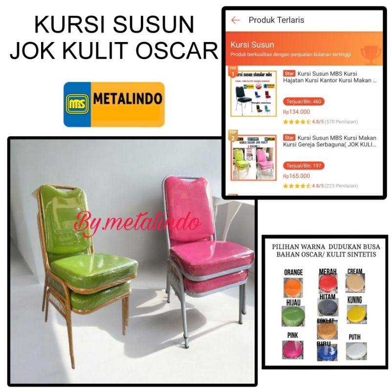 Jual METALINDO Kursi Susun MBS Kursi Susun Jok Kulit Kursi Kantor Kursi ...