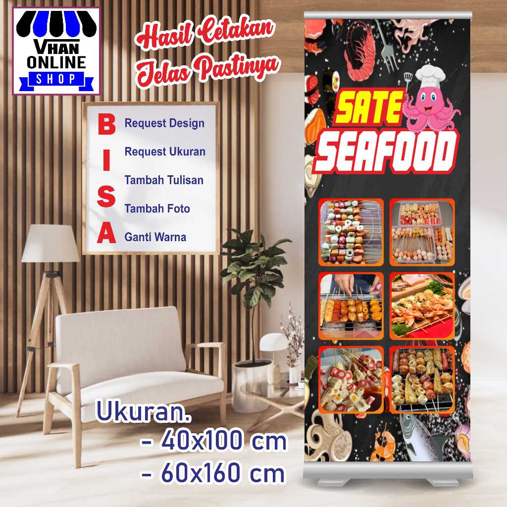 Jual Cetak Spanduk Banner Sate Seafood Design Bisa Custom | Shopee ...