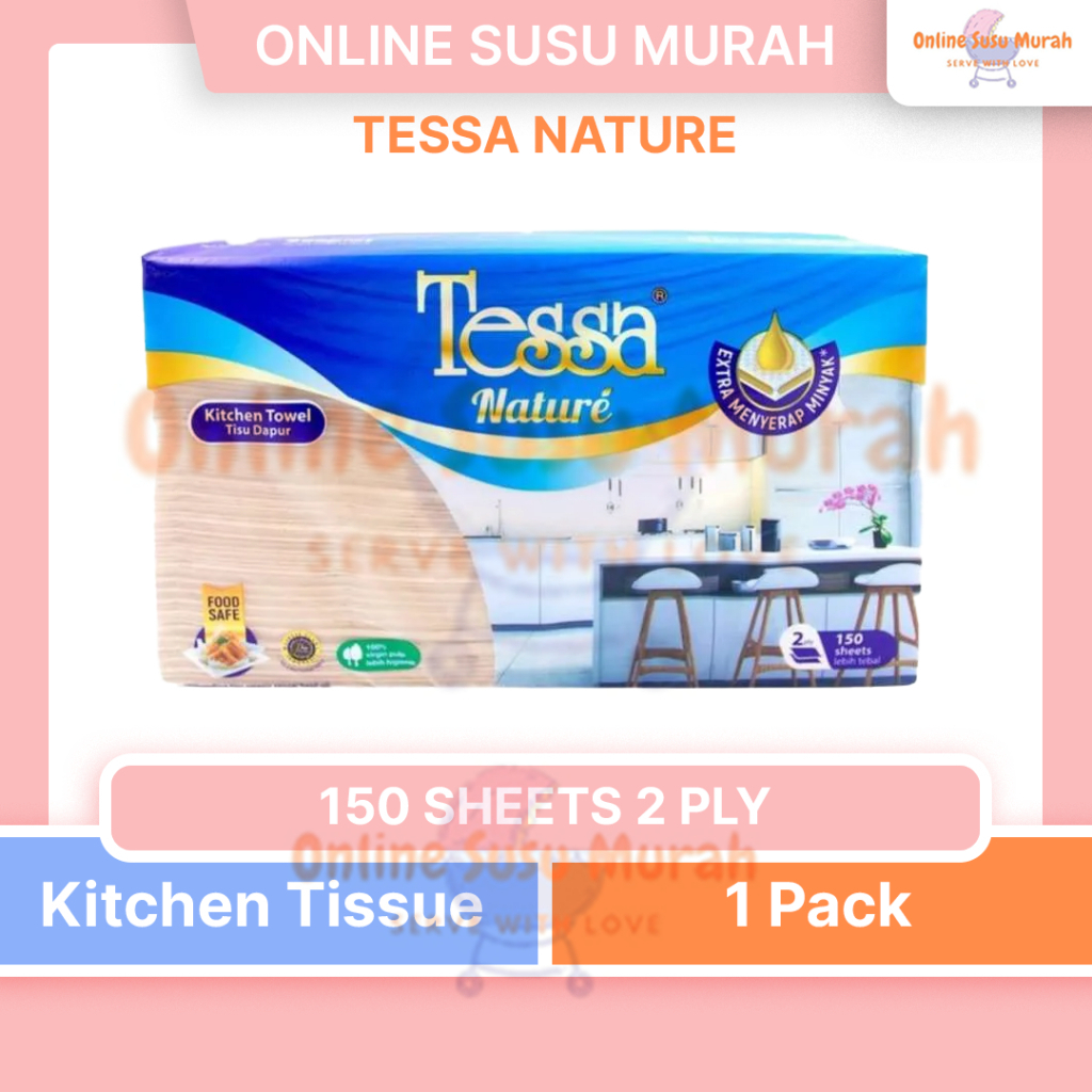 Jual TESSA NATURE KITCHEN TISSUE 150 SHEETS 2 PLY 150S PLTS | Shopee ...