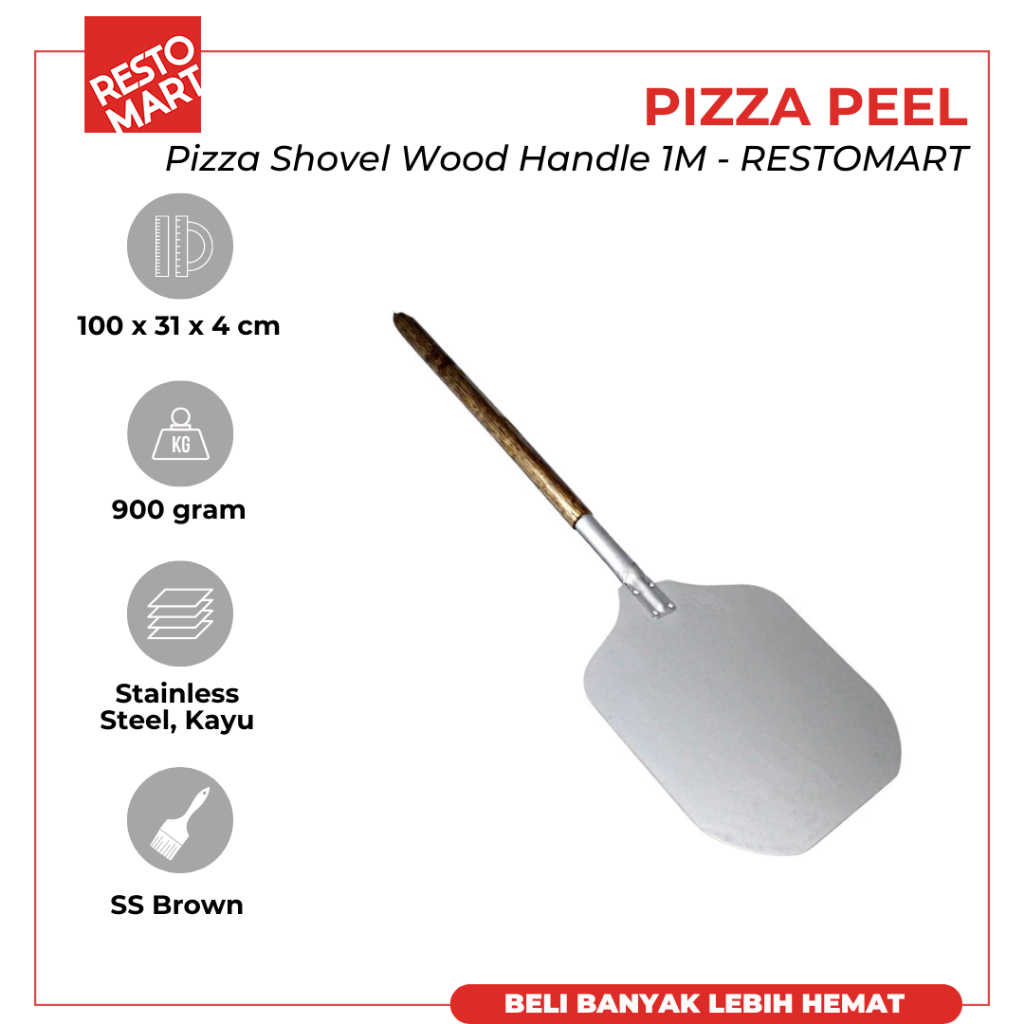 Jual Pizza Peel / Pizza Shovel Wood Handle 1M RESTOMART Kayu (0611104 ...