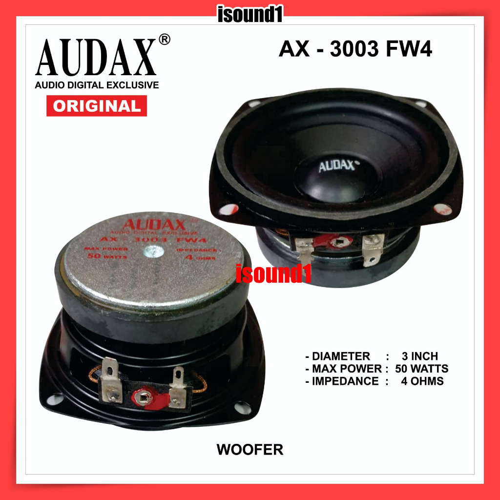 Jual SPEAKER AUDAX AX 3003 FW4 WOOFER 50 WATT 3 INCH AX 3003 ORIGINAL ...