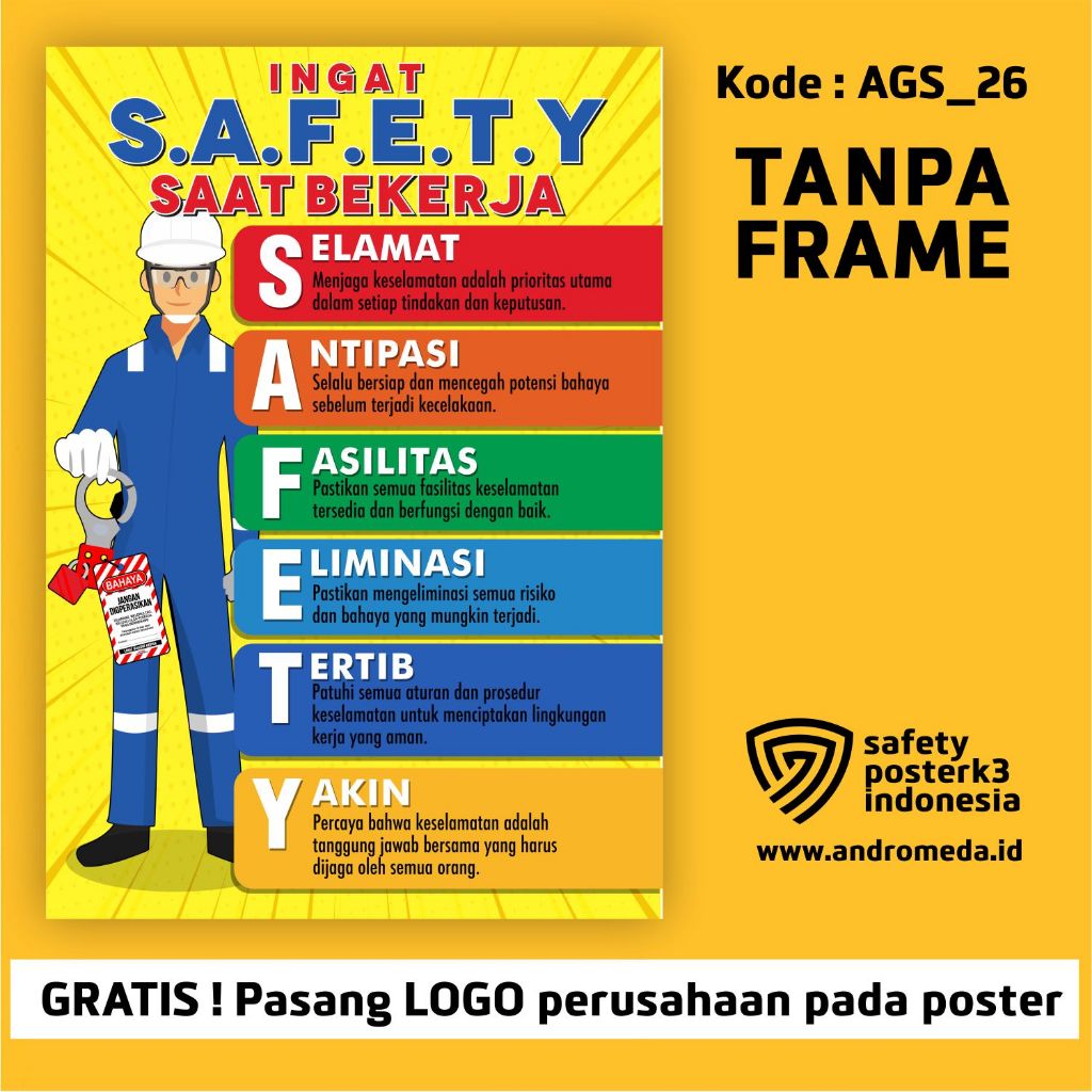 Jual Safety Poster Slogan K3 Jadikan Safety Sebagai Budaya Keselamatan Kerja APD Kontruksi ...