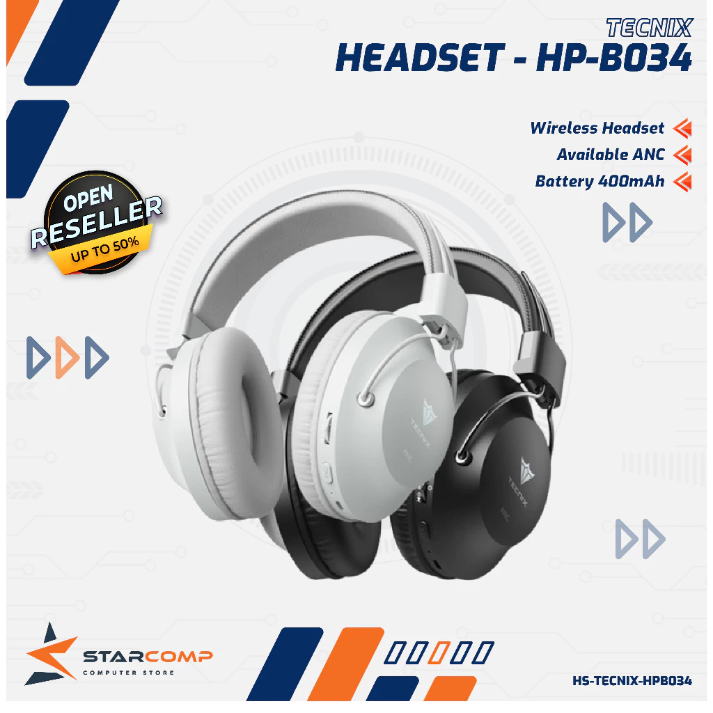 Jual TECNIX HP-B034 Wireless Headset Active Noice Cancellation ANC Bluetooth | Shopee Indonesia