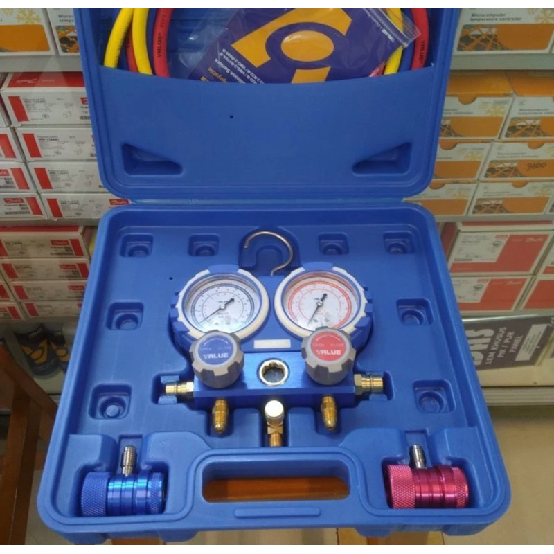 Jual MANIFOLD SET VALUE R134 | ANALYZER AC VALUE VMG-2-R134A-B & QUICK COUPLER (KEMASAN BOX ...