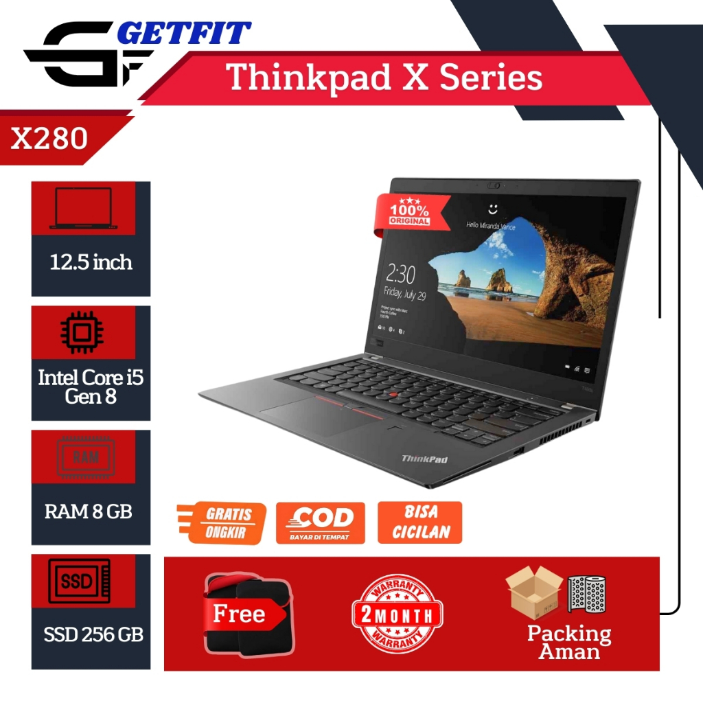 Jual Laptop Lenovo ThinkPad X280 i5 Gen 8 FHD RAM 8GB SSD 256GB Second ...