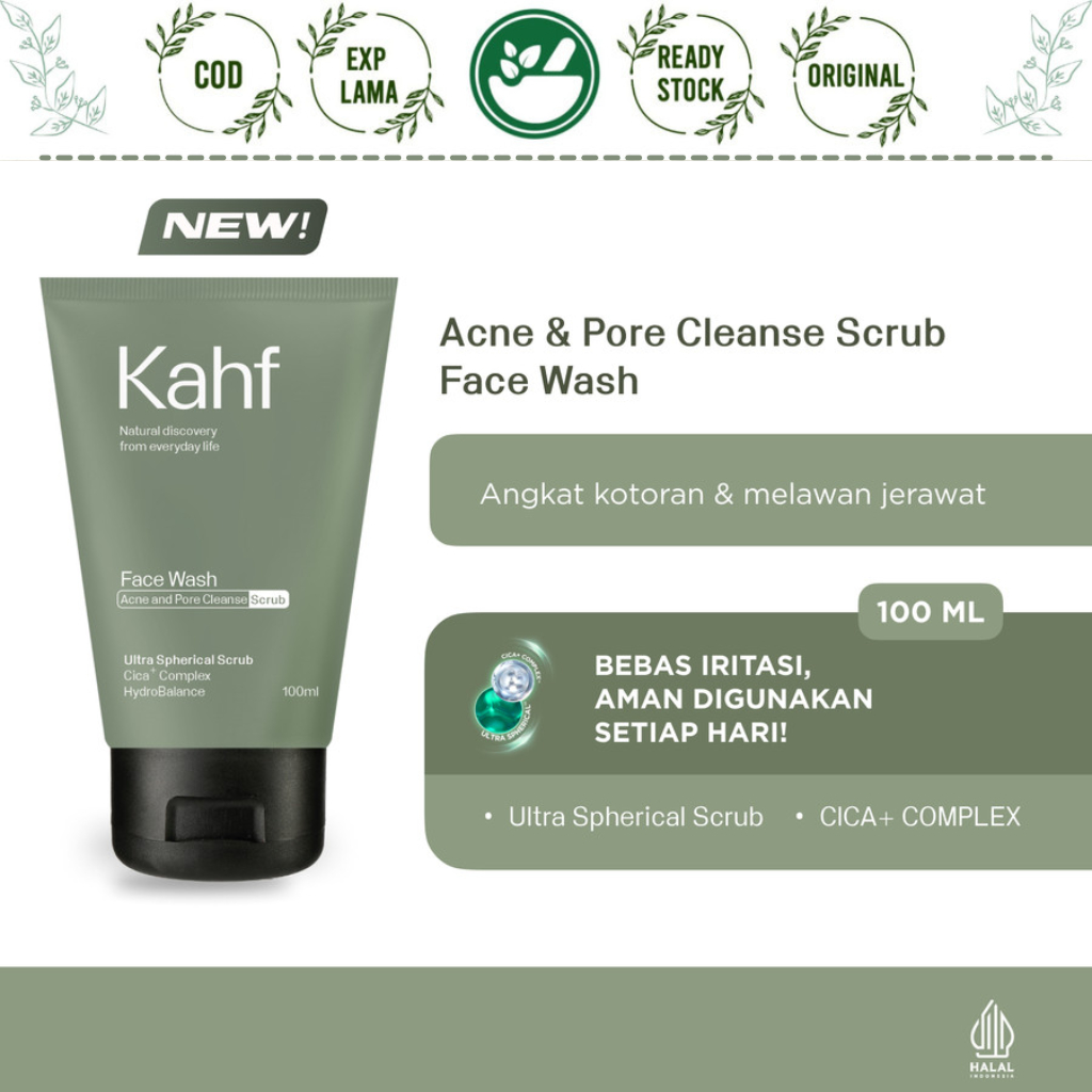 Jual KAHF ACNE AND PORE CLEANSE SCRUB FACE WASH 100ML SABUN PEMBERSIH ...