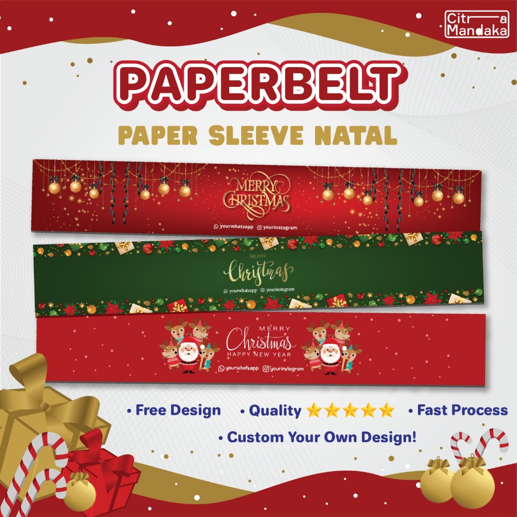 Jual Paper Belt Natal Christmas Custom | Packaging Sleeve Free Design ...