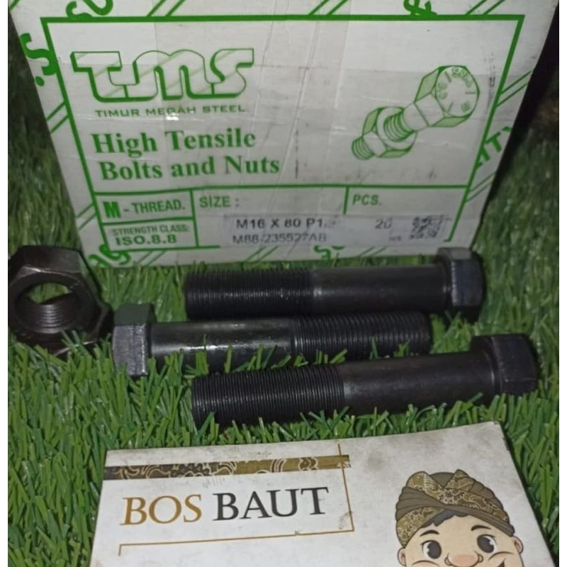 Jual Baut Mur Baja 8.8 Drat Halus M16 X 80 Pitch 1.5 Hitam Kunci 24 | Shopee Indonesia