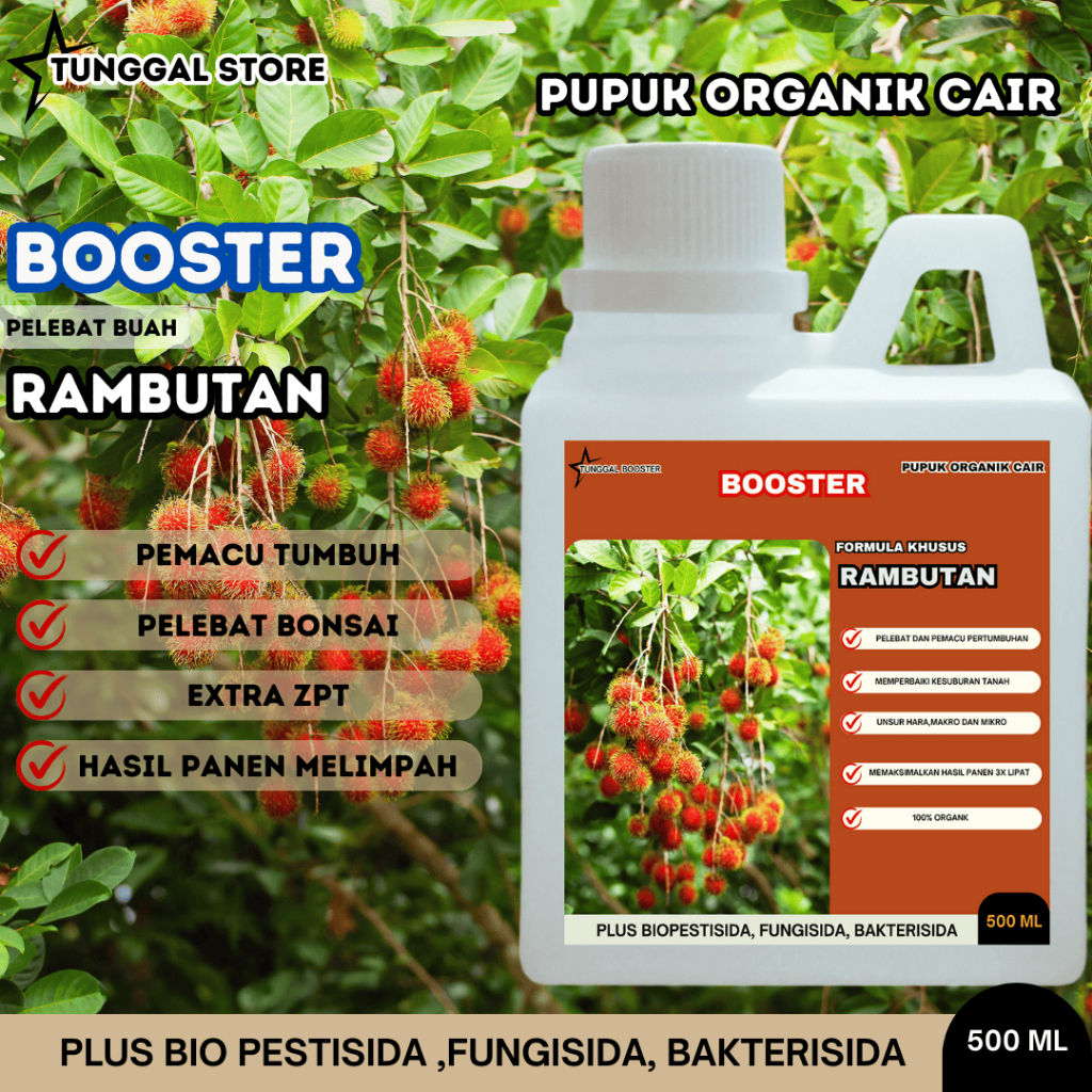 Jual PUPUK ORGANIK CAIR, PLUS HORMON BUAH RAMBUTAN, PERANGSANG DAN PELEBAT BUAH RAMBUTAN 500ML ...