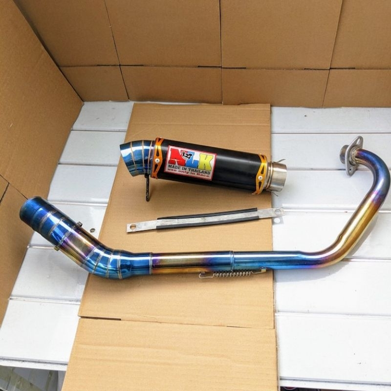 Jual 1set NLK BLACK COATING Conical open elbow blue Exhaust pipe TM-x ...