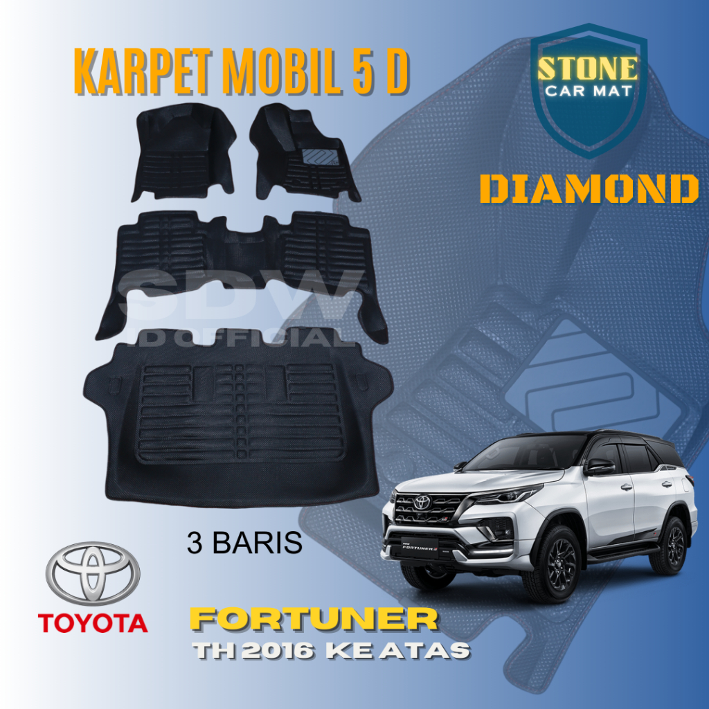 Jual Karpet Mobil 5D motif Diamond untuk Toyota Fortuner atau karpet ...