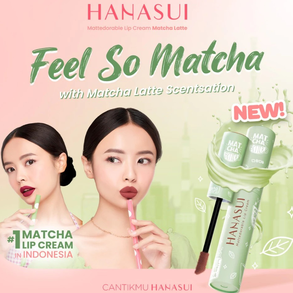 Jual [100% Original] Hanasui Mattedorable Lip Cream Matcha Latte ...