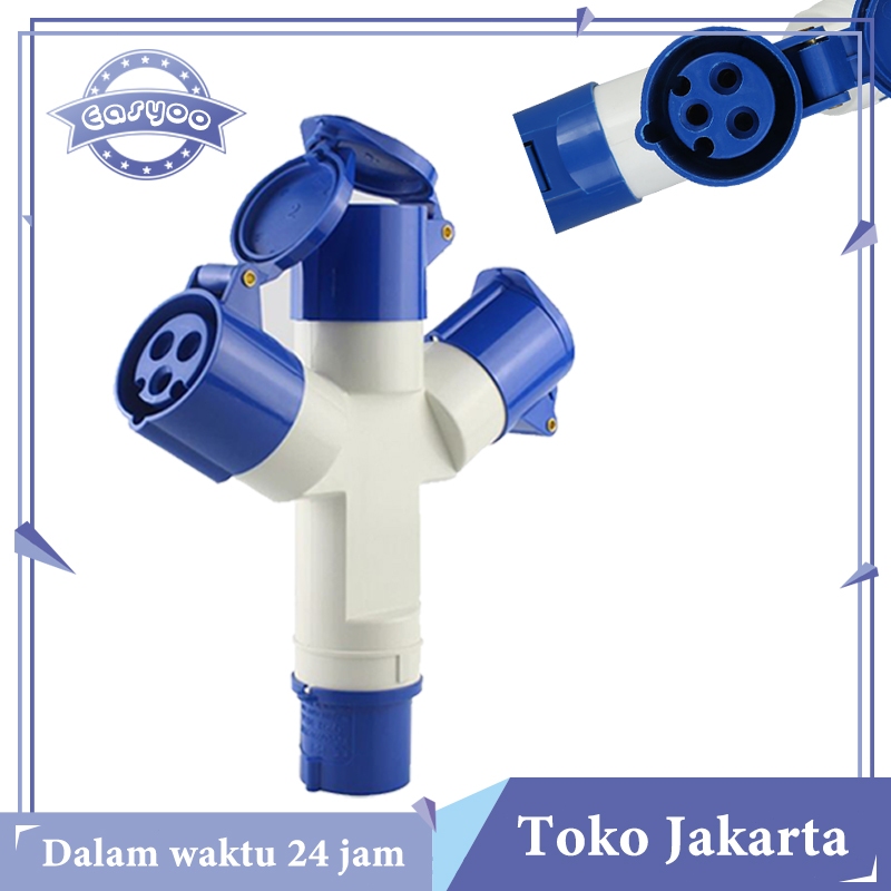 Jual 1013 Industrial Plug Socket 3 Pin Industrial Socket Tee 16A IP44 ...