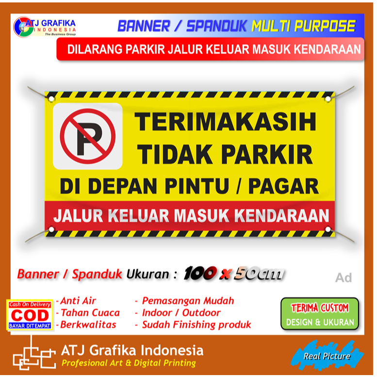 Jual Spanduk banner jalur keluar masuk kendaraan dilarang parkir ...