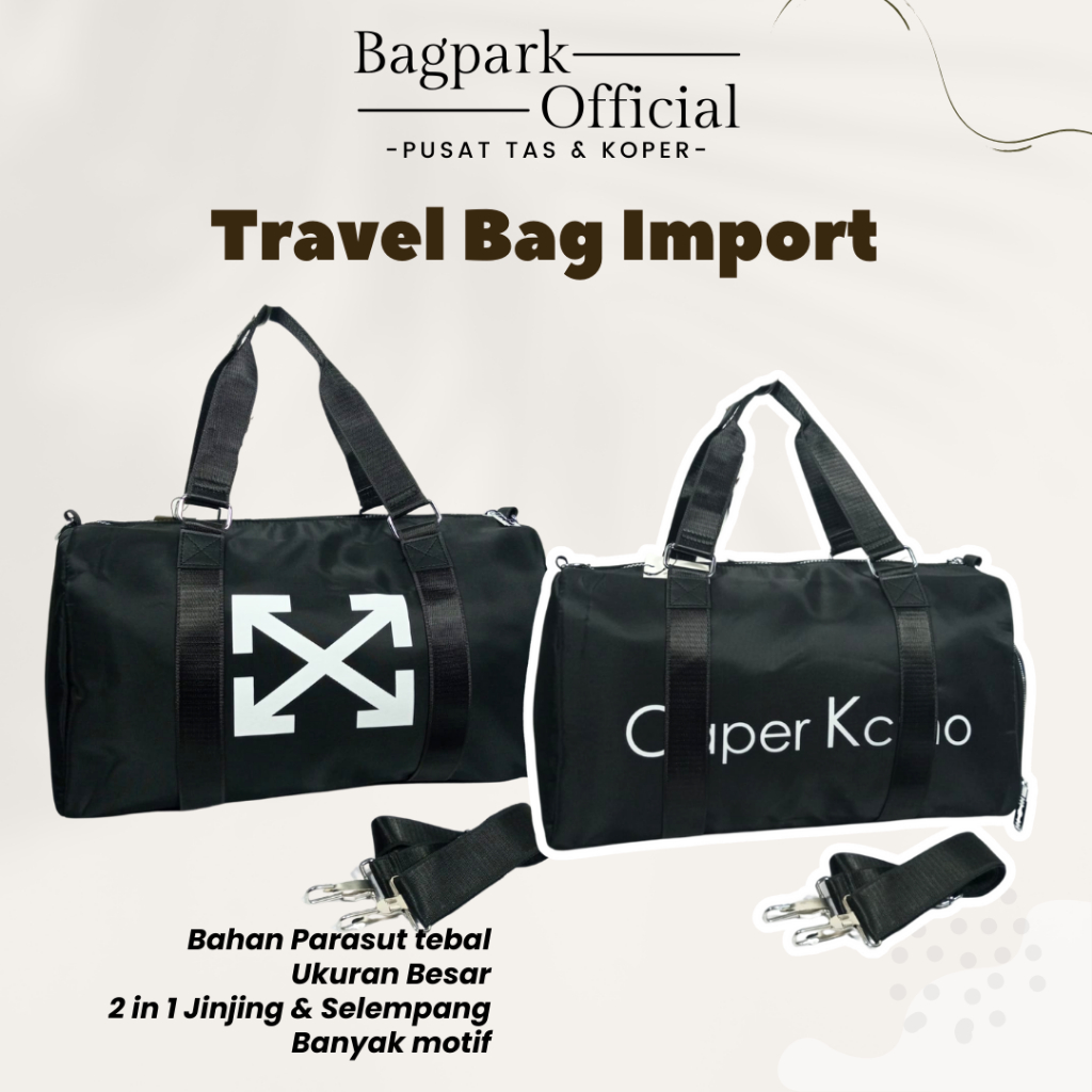 Jual TAS PAKAIAN IMPORT TRAVEL BAG MOTIF ELEGANT POLISTER TEBAL 2 IN 1 ...