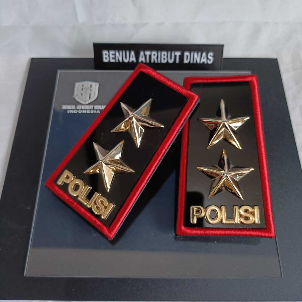 Jual TANDA PANGKAT PDH POLISI BINTANG DUA KAIN AKRILIK LIS MERAH ...