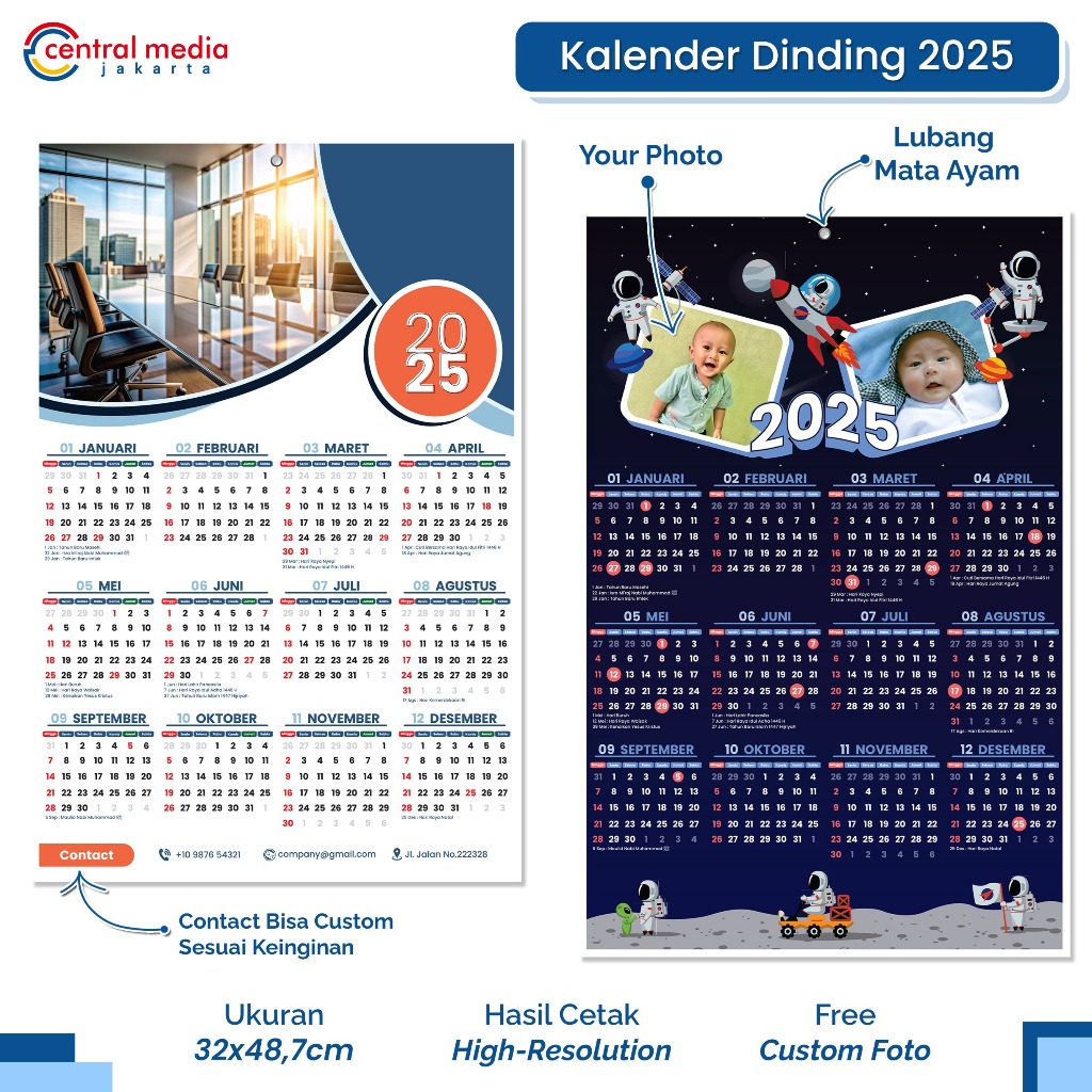 Jual Cetak Kalender Dinding 2025 Custom Foto Art Carton 190 Mata Ayam Lembaran Custom Logo ...