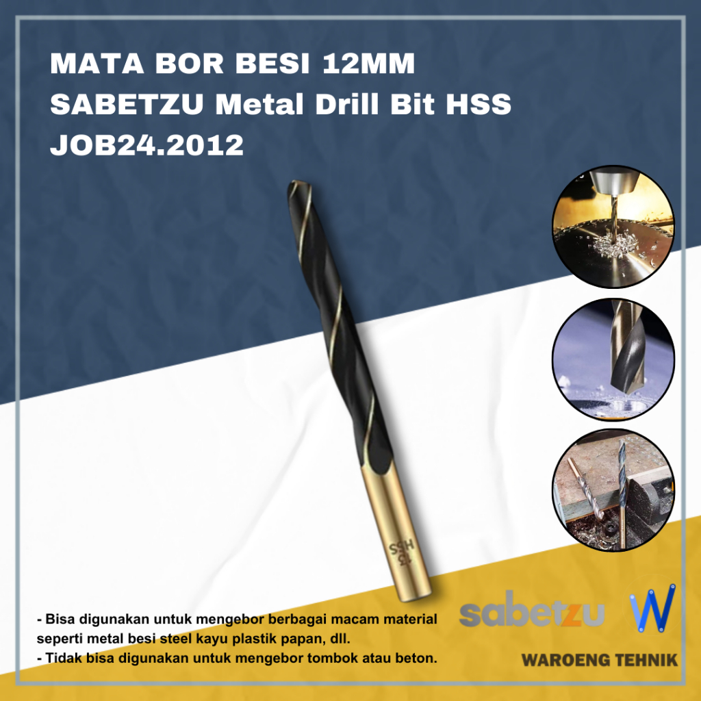Jual Mata Bor Besi 12mm SABETZU Metal Drill Bit HSS (JOB24.2012 ...
