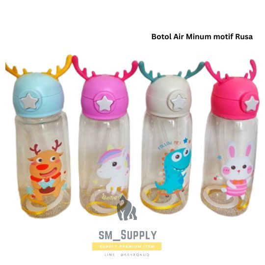 Jual Botol Air Minum Rusa 600ml BPA FREE - Tumbler Anak Food Grade - Termos - Motif tanduk rusa ...
