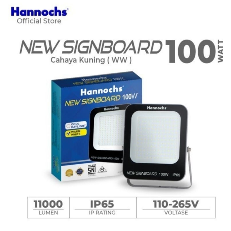 Jual Hannochs Lampu Sorot LED Flood Light New Signboard 100W Cahaya ...