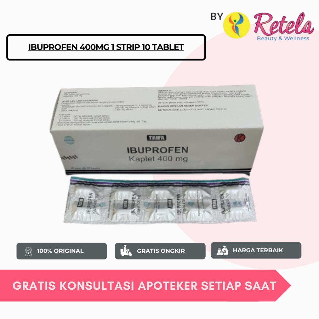 Jual IBUPROFEN 400MG 1 STRIP 10 TABLET | Shopee Indonesia