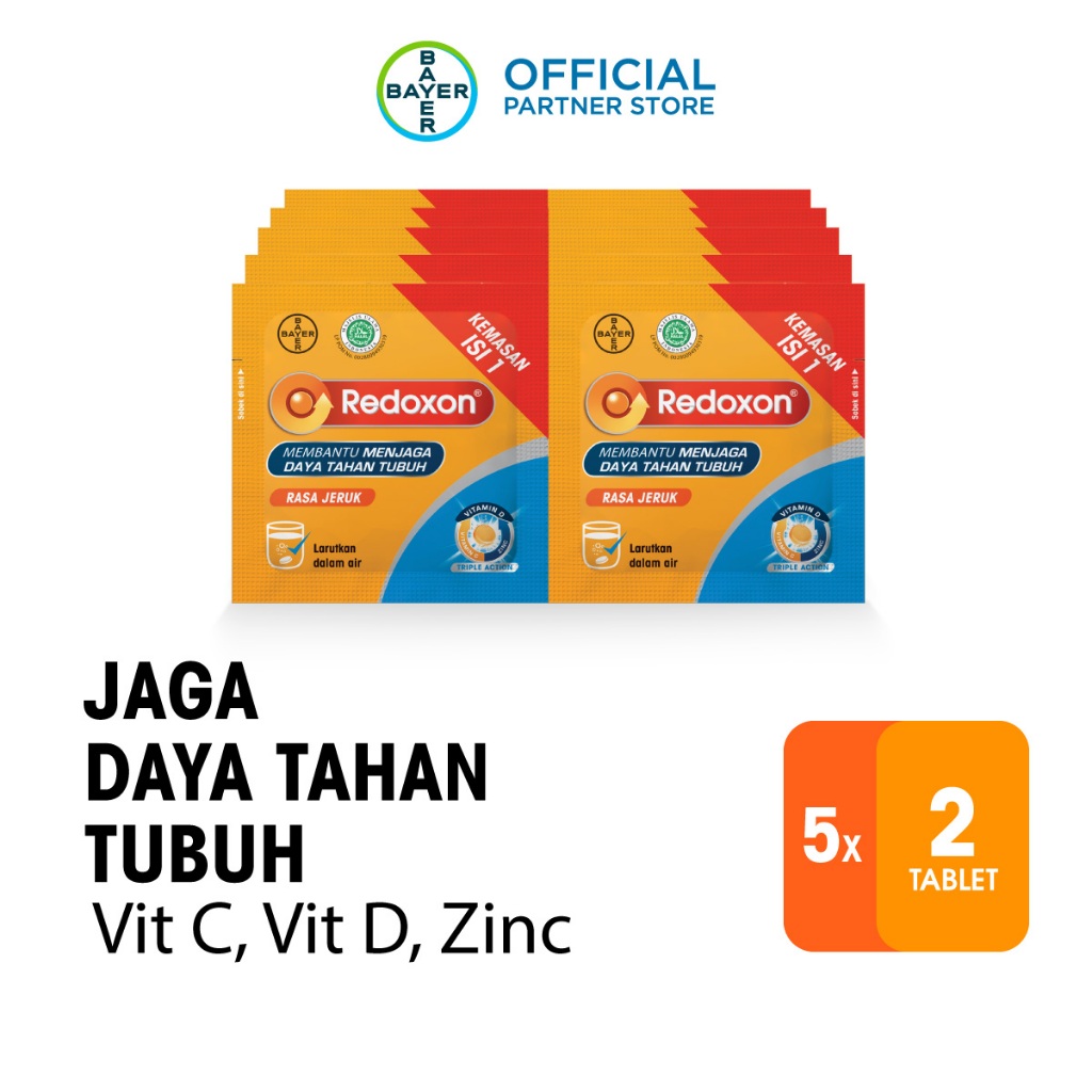 Jual Redoxon Vitamin C, D & Zinc Rasa Jeruk 2 Sachet x 5 unit | Shopee ...