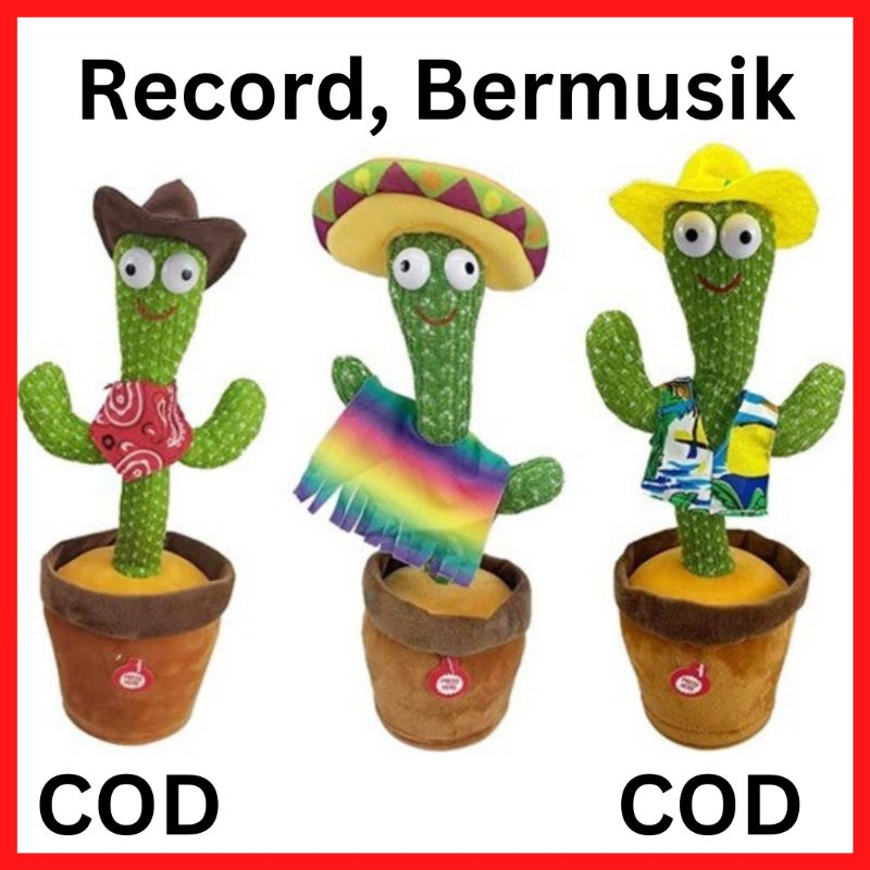 Jual BONEKA KAKTUS GOYANG BICARA USB CHARGE/ DANCING CACTUS TOY REKAM ...