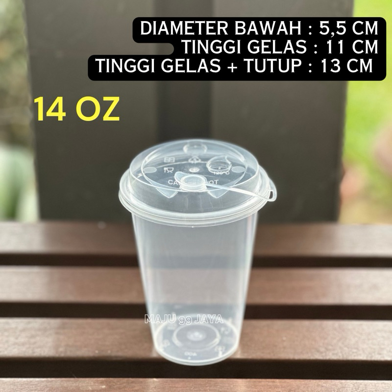 Jual Gelas Plastik PP Cup Injection 12 Oz 14 Oz 16 Oz 24 Oz (1 Pack isi 25 Set) (1 Set Terdiri ...
