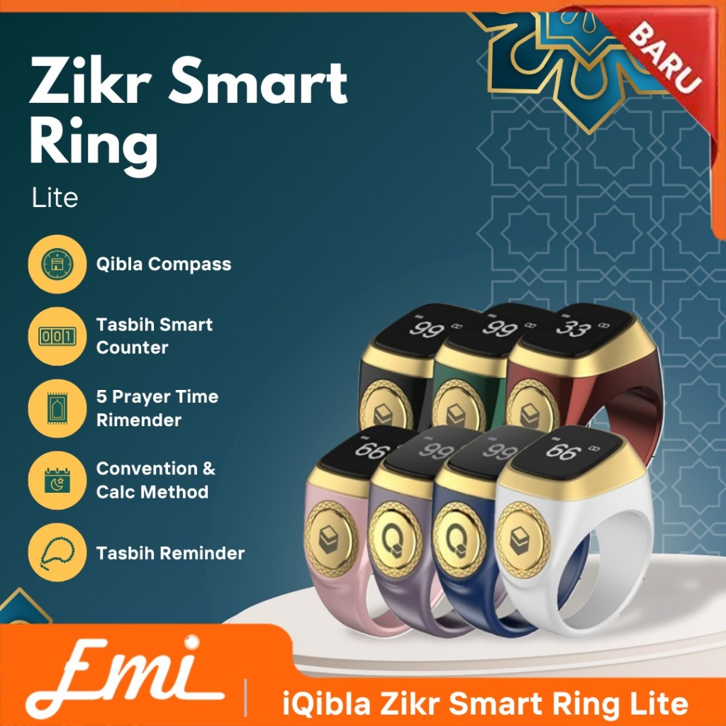 Jual iQibla Zikr Smart Ring Lite Cincin Zikir Tasbih Muslim Digital | Shopee Indonesia
