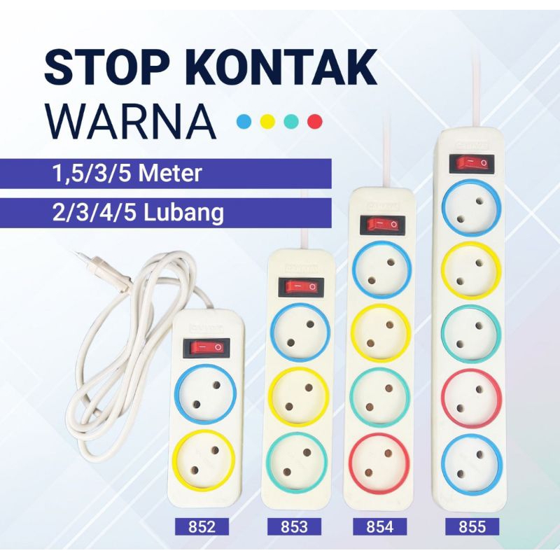 Jual Stop Kontak Gepeng Warna On Off / Stop Kontak+kabel Tipis Datar Cahaya 1.5M 3M 5 M 2L 3L 4L ...