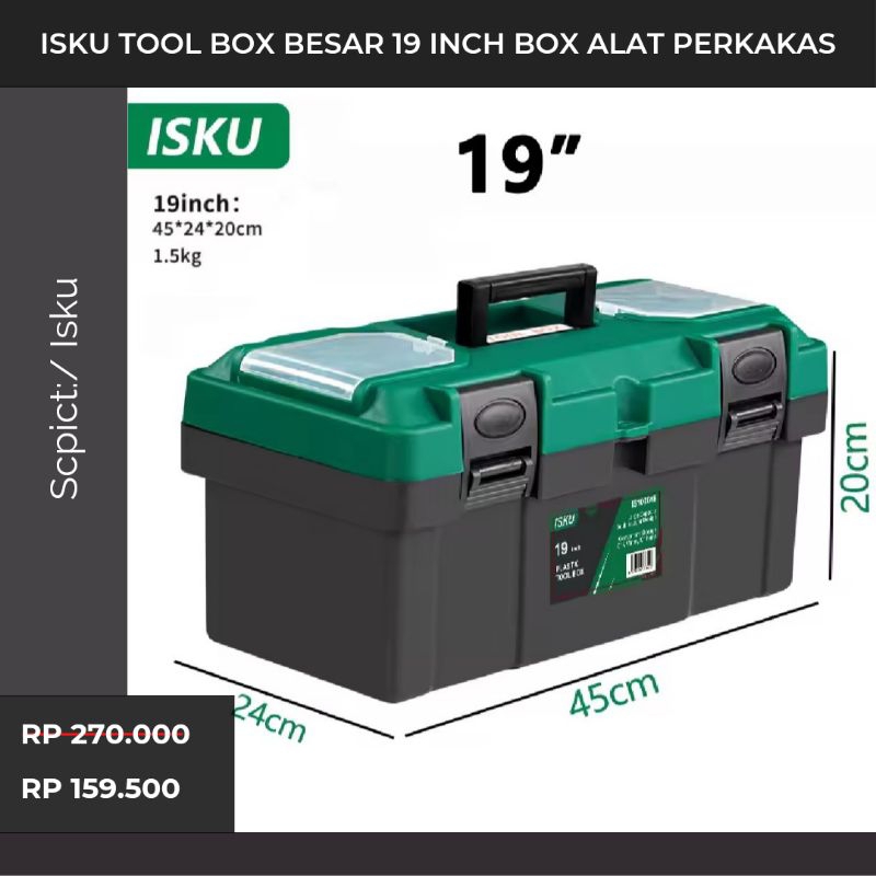 Jual Promo ISKU Tool Box Besar 19 Inch Ukuran 45 x 24 x 20 cmBahan PP ...