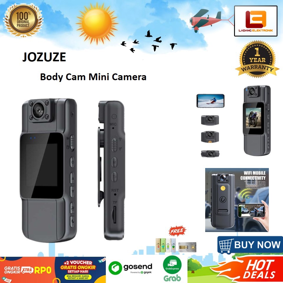 Jual JOZUZE L12 Body Cam Mini Camera WiFi Full HD 1080P Rotating Lens ...