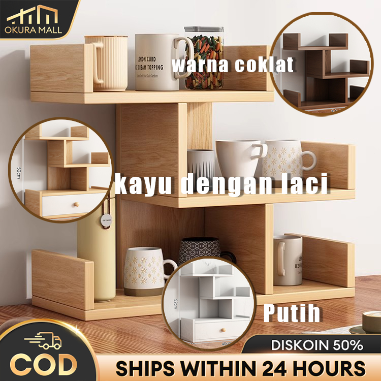 Jual Rak Buku Kayu Rak Desktop Storage Rak Meja Minimalis Estetik Rak ...