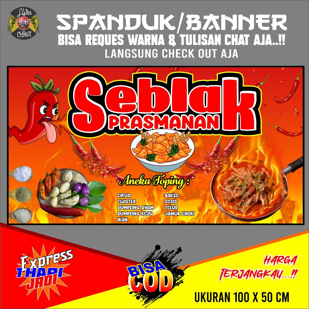 Jual SPANDUK BANNER SEBLAK PRASMANAN 1 UKURAN 100X50CM | Shopee Indonesia