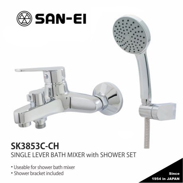 Jual San-Ei Kran Single Lever Bath mixer with Shower set SK3853C-CH Keran Panas Dingin Chrome ...
