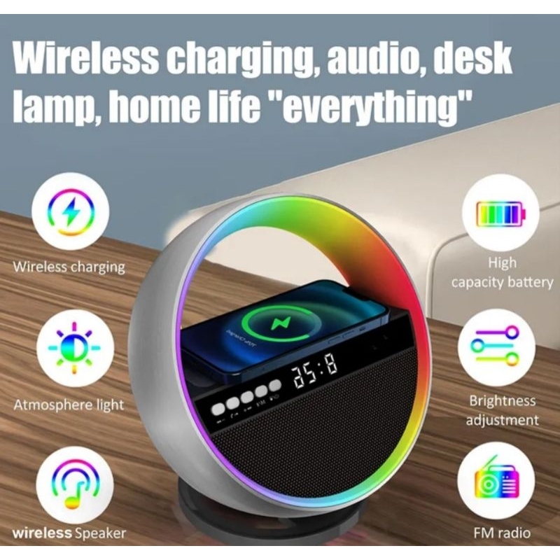 Jual G5 Wireless Speaker Bluetooth Bass /Lampu RGB/Wireless Charger HP/LED Display | Shopee ...