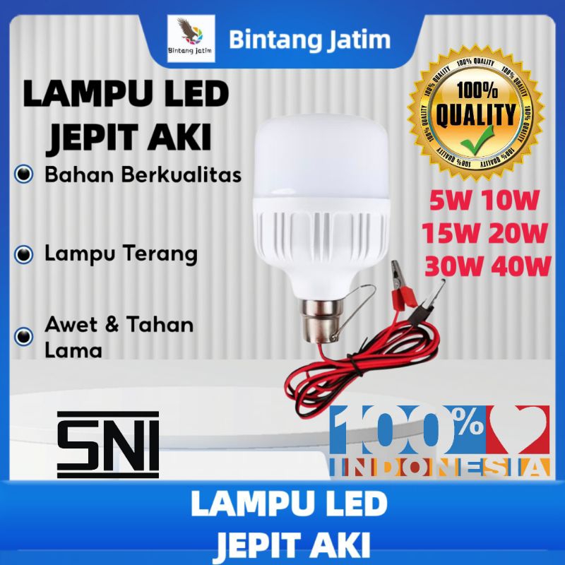 Jual Lampu Bohlam Led Dc 12V Jepit Ke Aki Accu / Baterai 5W 10W 15W 20W 30W 40W | Shopee Indonesia