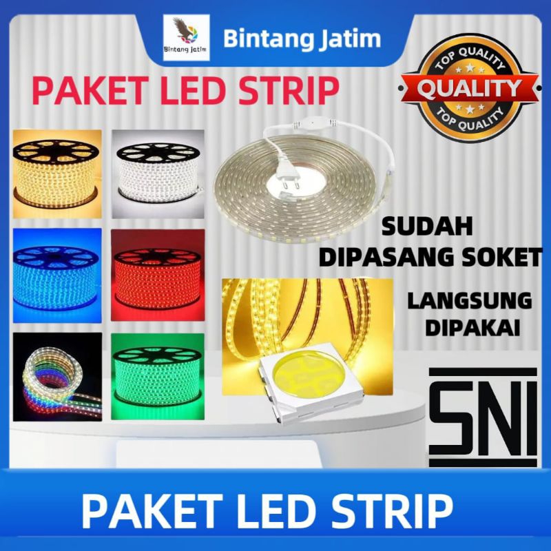 Jual PAKET LAMPU LED STRIP SELANG 220V LENGKAP TINGGAL COLOK 5050 LAMPU ...