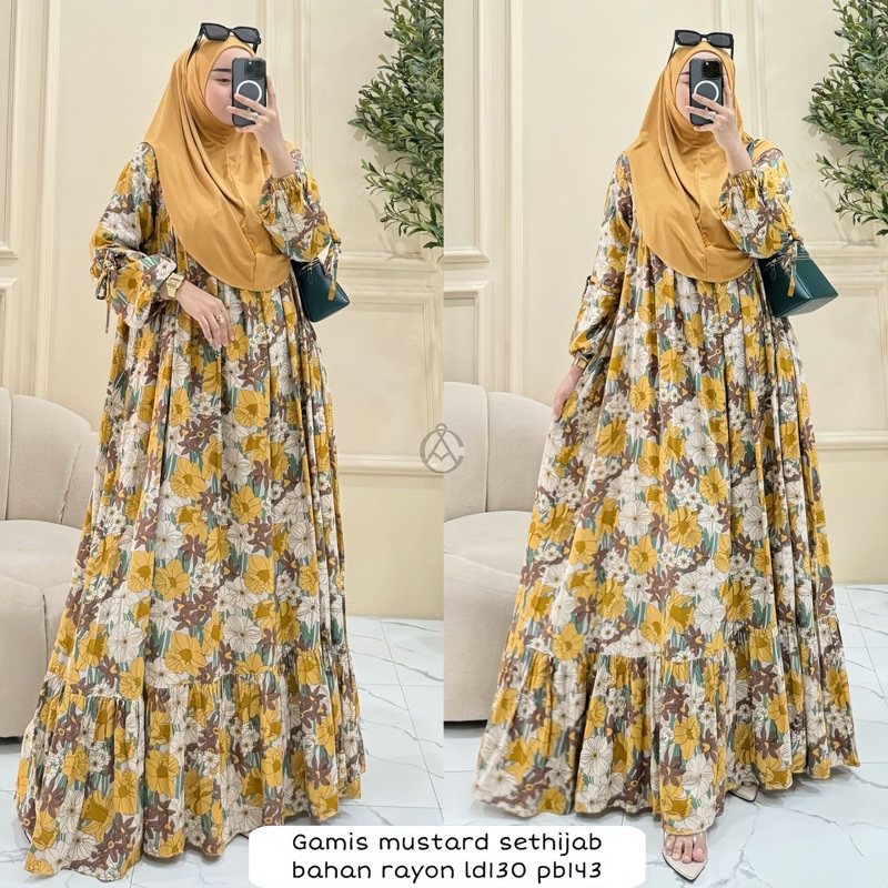 Jual Aurey - Lavanya Set Hijab Gamis Wanita Free Hijab Lengan Panjang ...