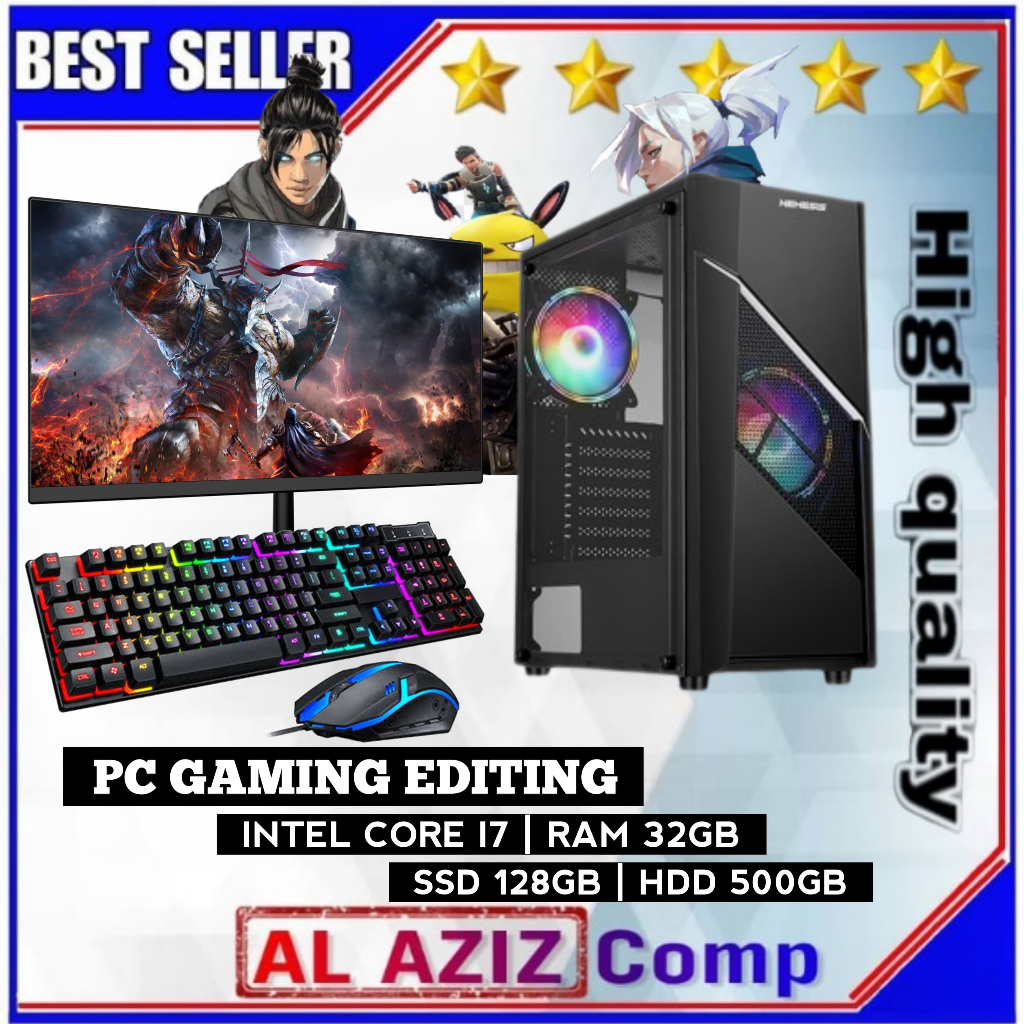 Jual PC Rakitan Fullset 24 Inch Gen10 intel i7 10700 Ram 32GB SSD 128GB ...