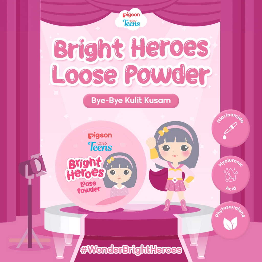 Jual Pigeon Teens Bright Heroes Loose Powder 12gr| Bedak Tabur Remaja ...