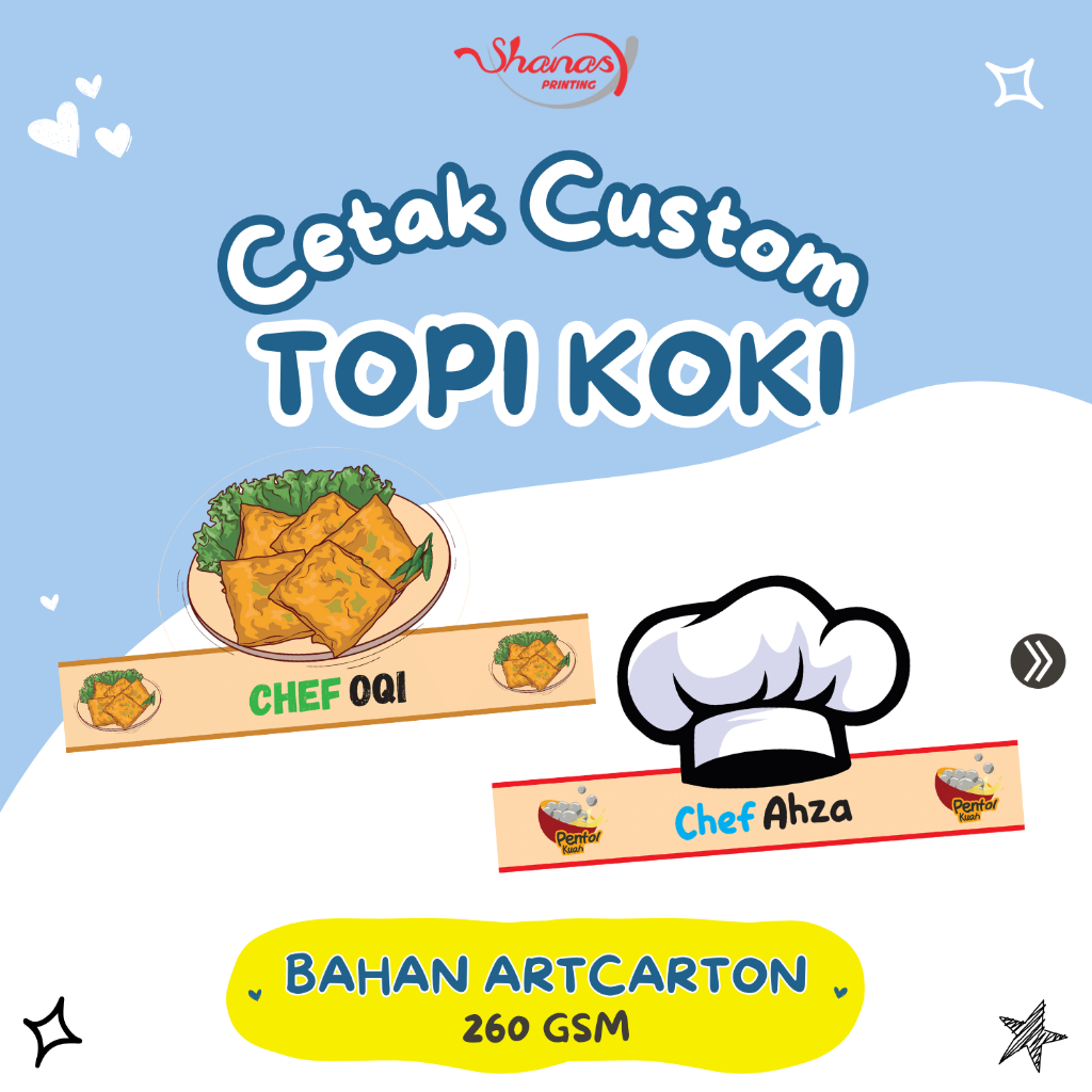 Jual CUSTOM TOPI KOKI BISA REQUEST NAMA DAN TEMA UNTUK ACARA ULTAH ...