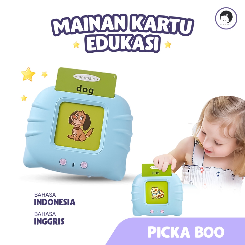 Jual PICKA BOO Mainan Kartu Edukasi Flash Card Bersuara 2 Bahasa Untuk ...