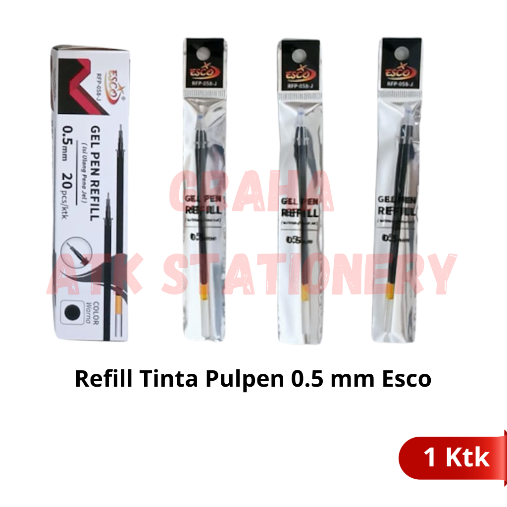 Jual [1 Kotak] Refill Tinta Pulpen 0.5mm Esco / Isi Ulang Tinta Pulpen ...