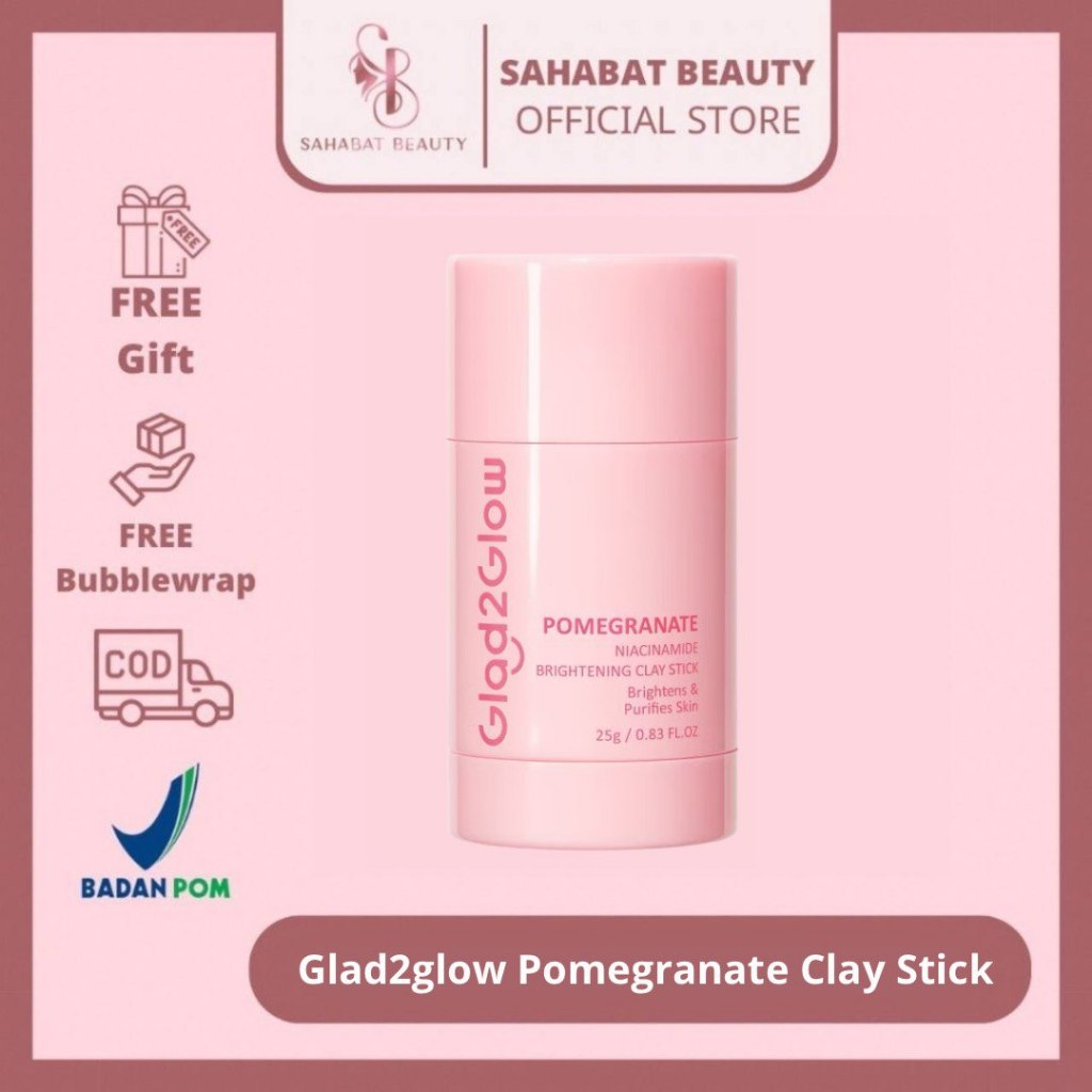 Jual Glad2glow Claystick Pomegranate Niacinamide Brightening clay stick ...