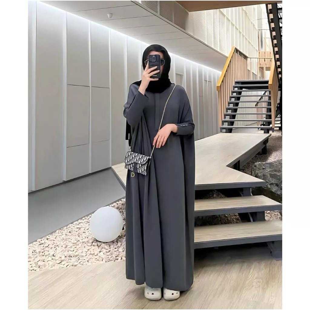 Jual Abaya Gamis Batwing Plisket Knit Dress Busui Umroh Lebaran Haji Daily | Shopee Indonesia