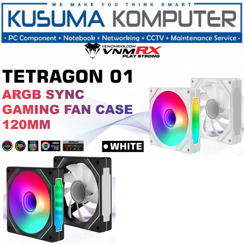 Jual VenomRX Fan ARGB Sync White Black Tetragon 12cm Casing Fan 120mm ...